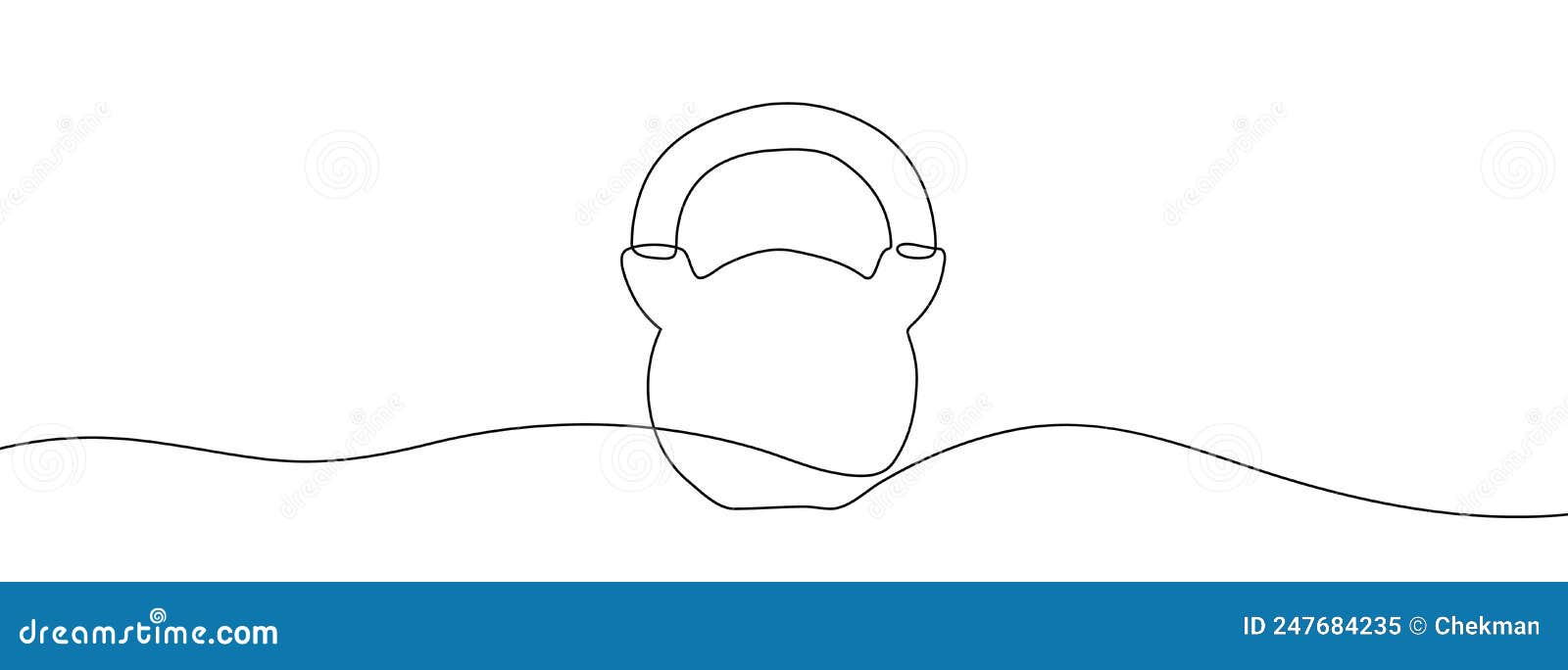 Continuous Line Drawing of Kettlebell. One Line Drawing Background ...