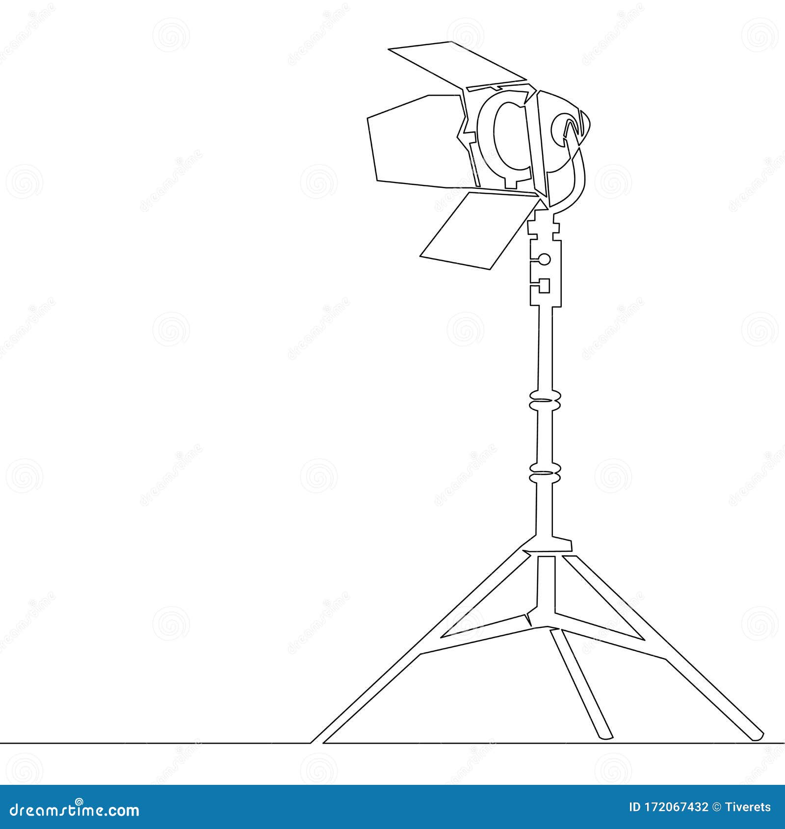 Continuous Line Drawing Lamp Searchlight Concept Stock Vector ...