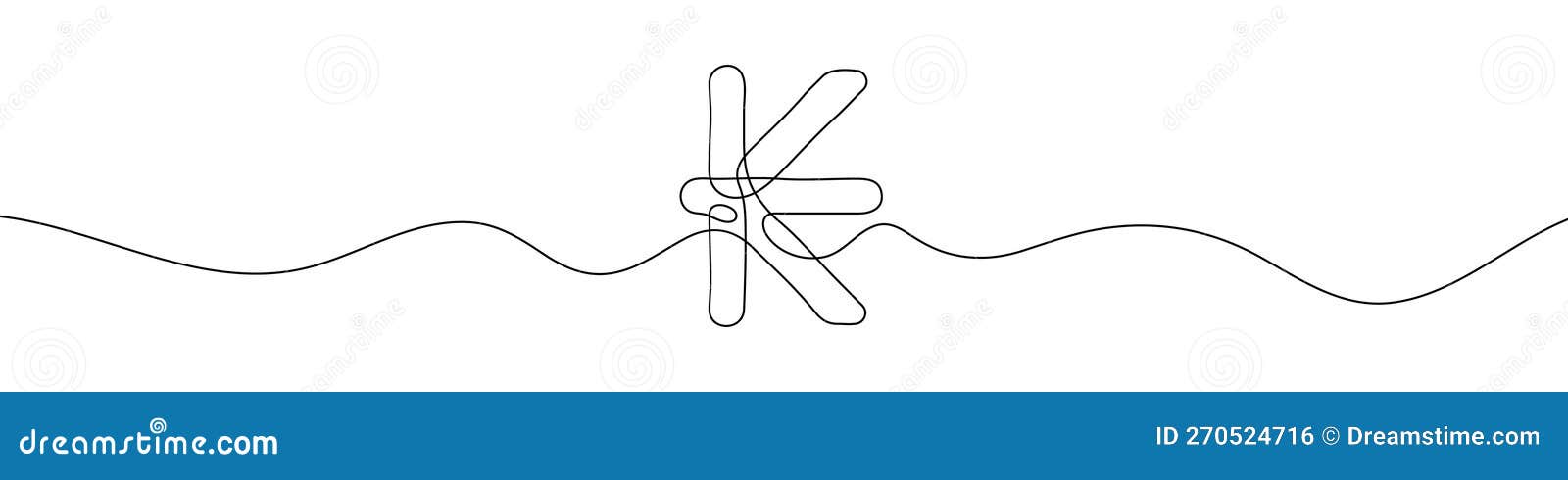 Continuous Line Drawing of Laos Kip Currency Symbol. Vector ...