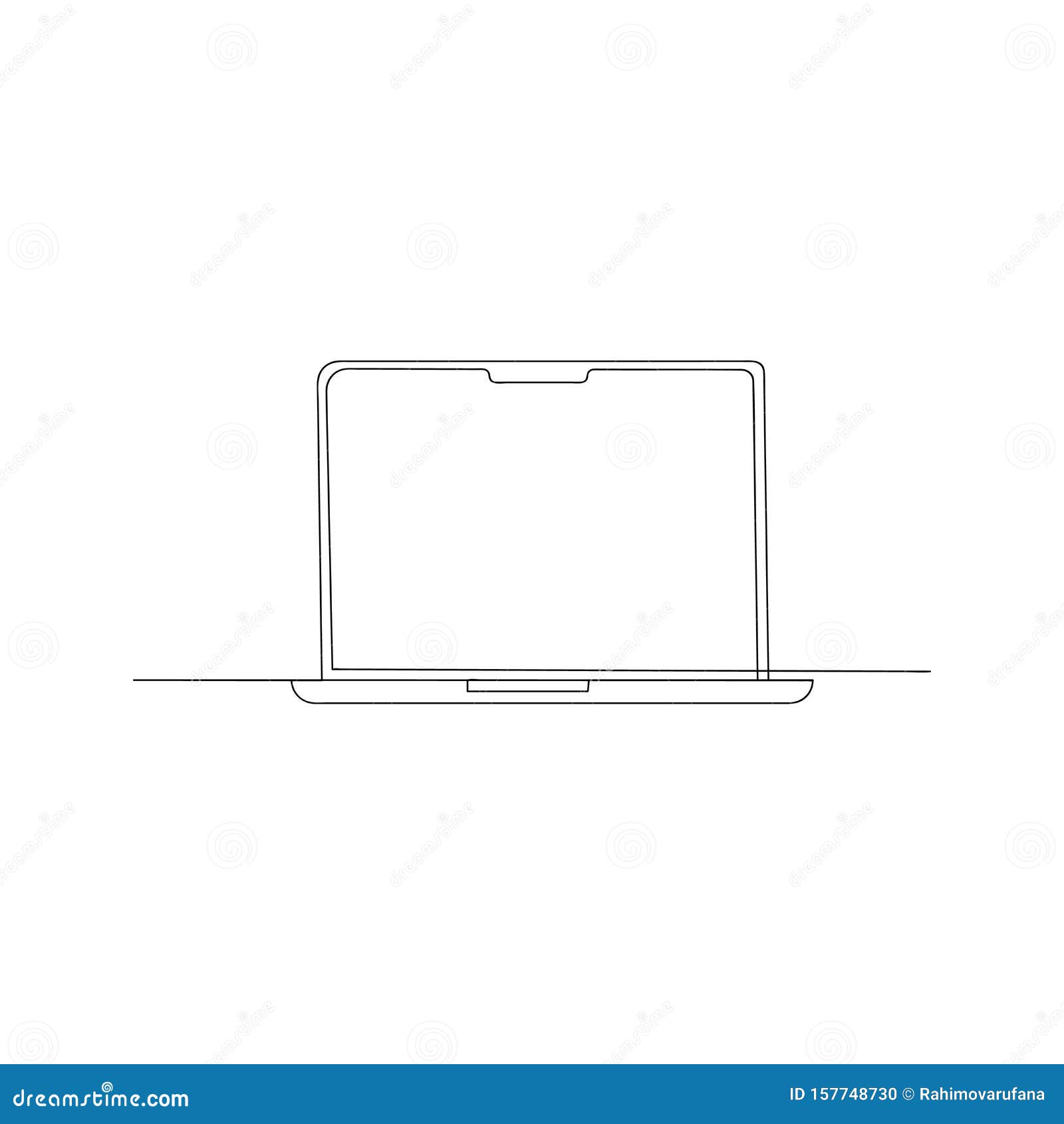 Continuous Line Drawing of Laptop. Isolated Sketch Drawing of Laptop ...