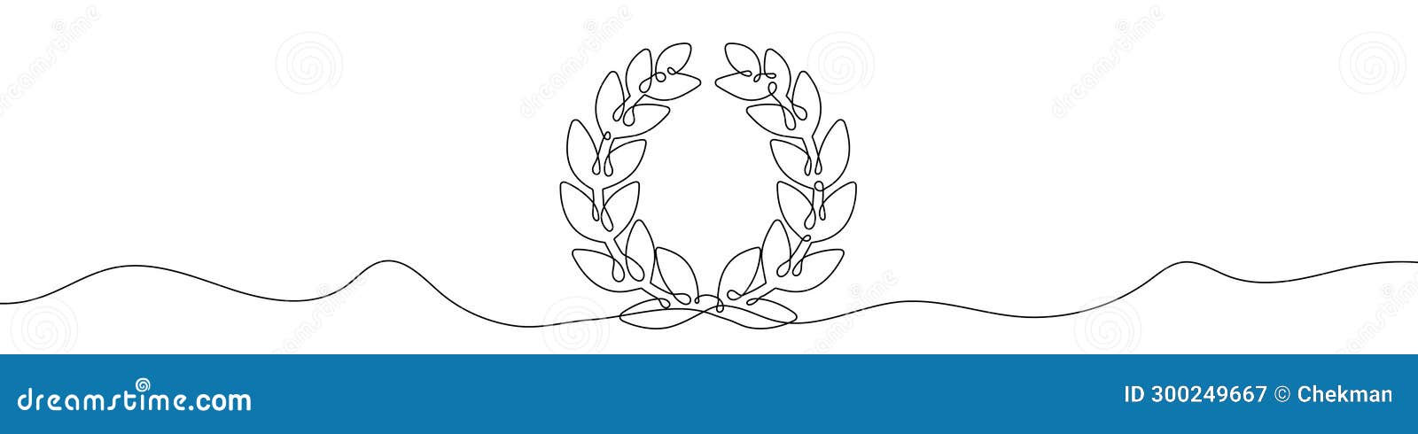 Continuous Line Drawing of Laurel Wreath. Single Line Laurel Wreath ...