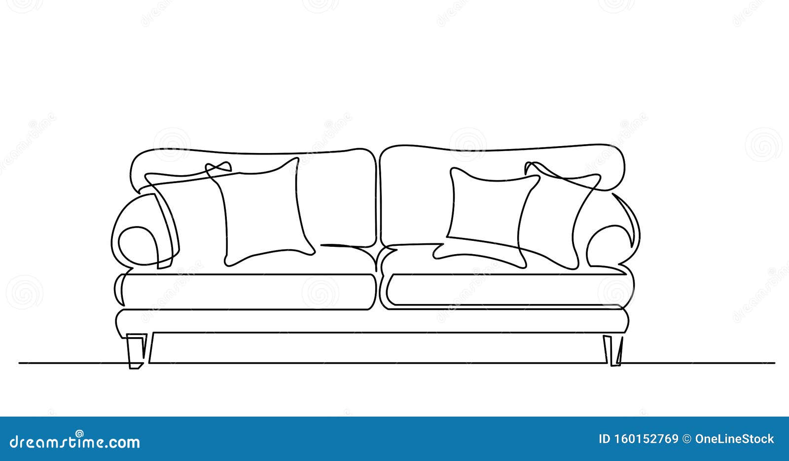 Continuous Line Drawing of Big Comfortable Couch with Cushions Stock ... Continuous Line Drawing of Big Comfortable Couch with Cushions Stock ...