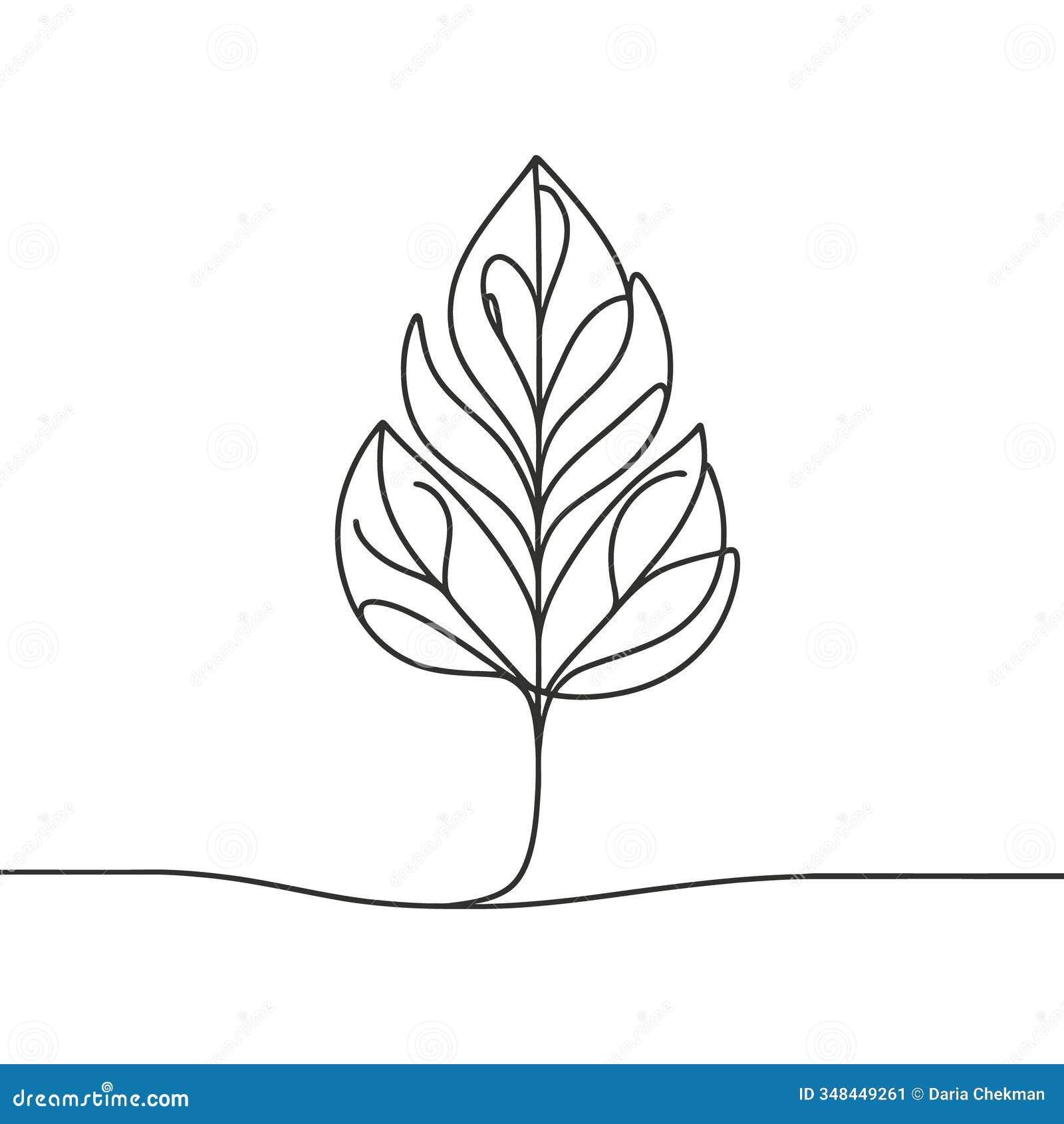 Continuous Line Drawing of Leaf. Leaf One Line Background. One Line ...
