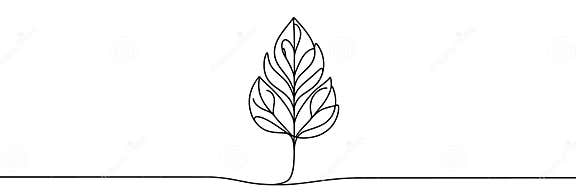 Continuous Line Drawing of Leaf. Leaf One Line Background. One Line ...
