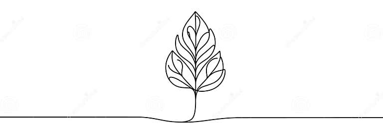 Continuous Line Drawing of Leaf. Leaf One Line Background. One Line ...