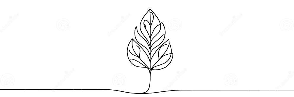 Continuous Line Drawing of Leaf. Leaf One Line Background. One Line ...
