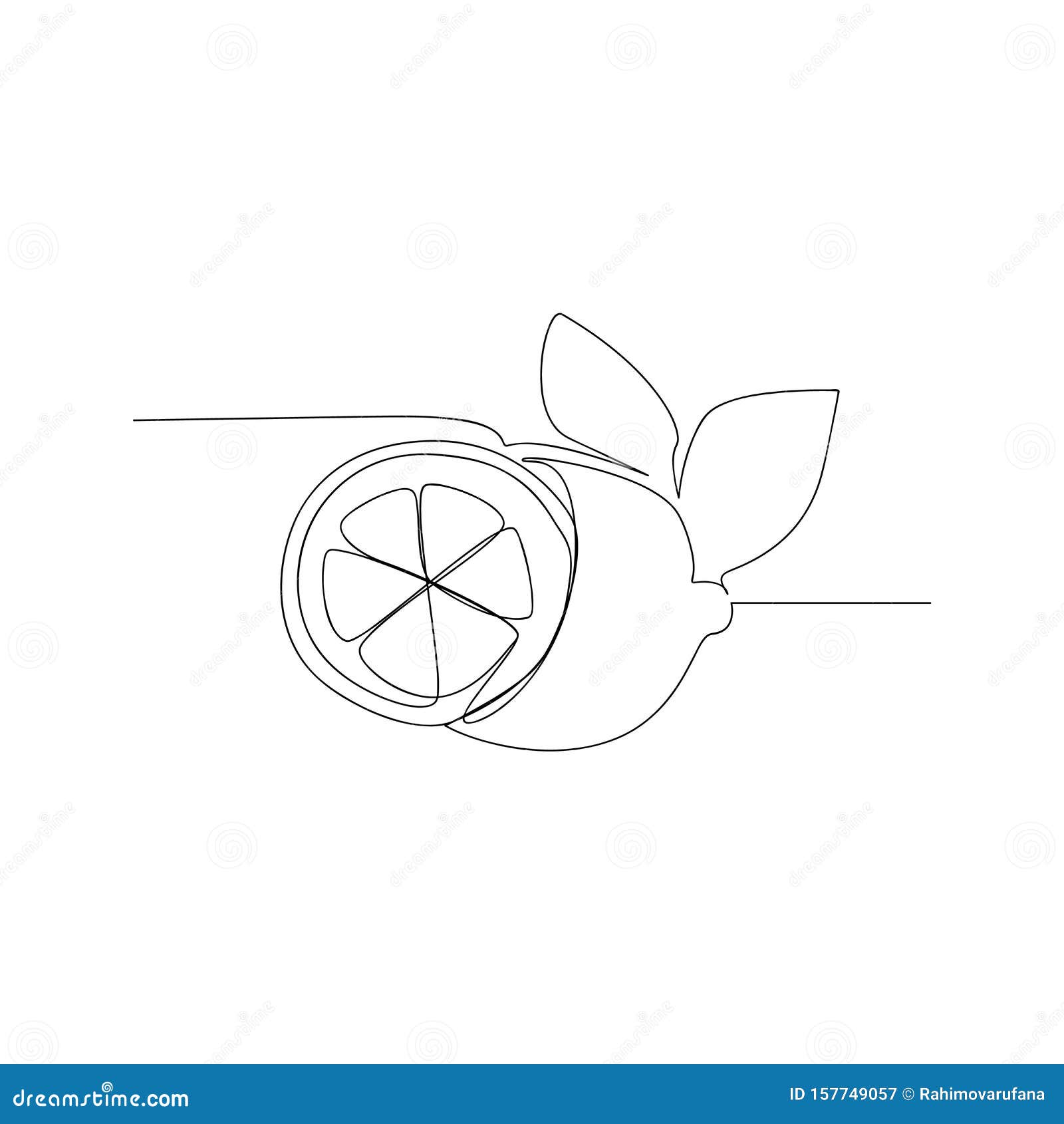 Continuous Line Drawing of Lemon. Isolated Sketch Drawing of Lemon Line ...