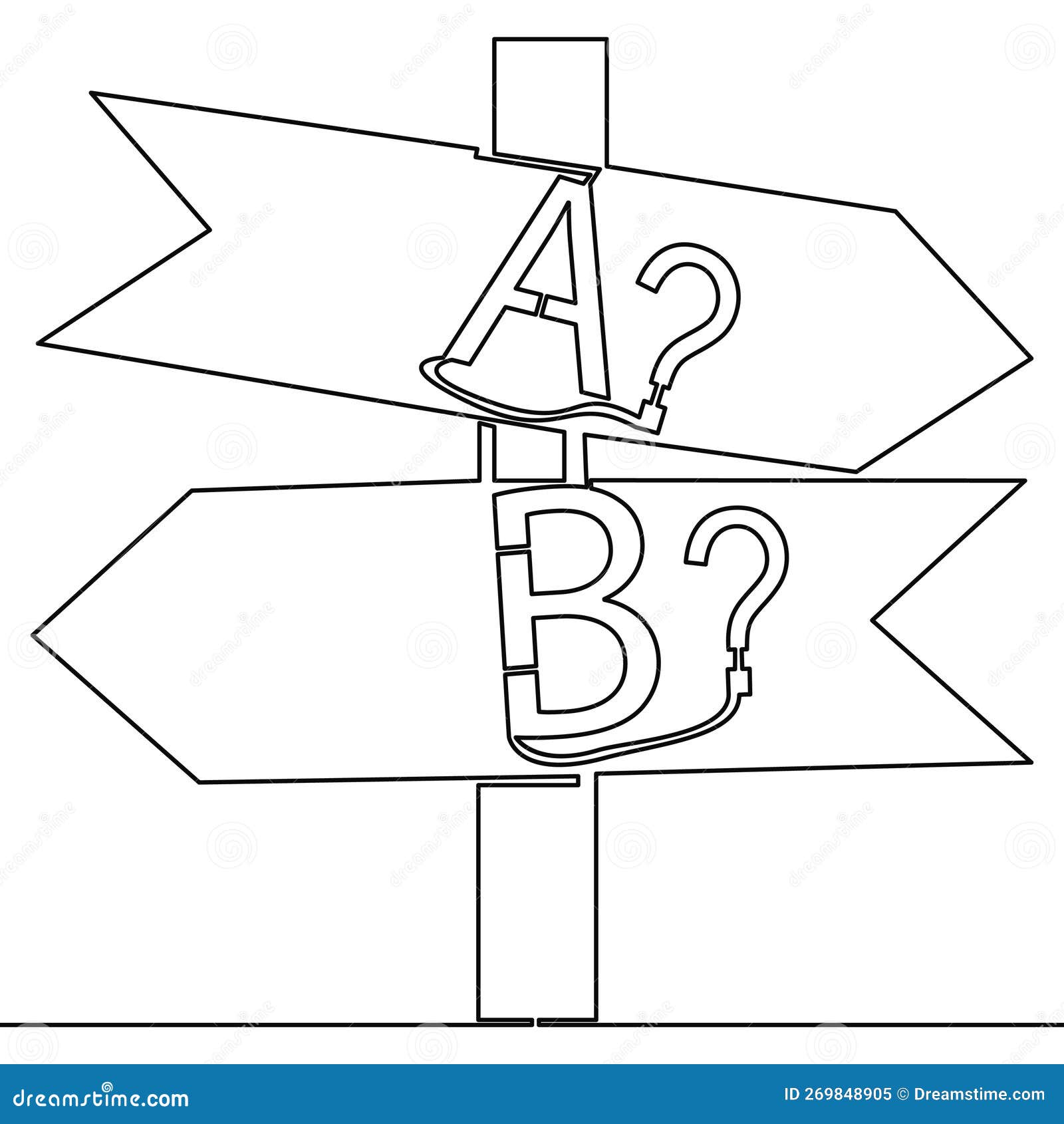 Continuous Line Drawing Life Choice Plan a or B Signpost Icon Vector ...