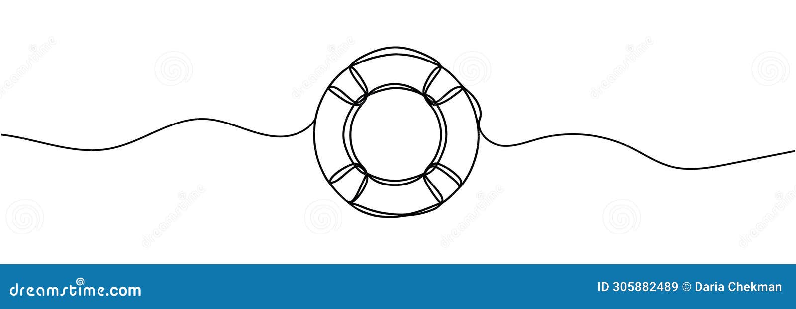Continuous Line Drawing of a Lifebuoy. Lifebuoy Background in One Line ...
