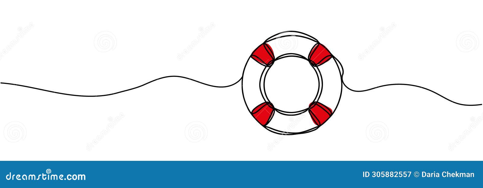 Continuous Line Drawing of a Lifebuoy. Lifebuoy Background in One Line ...