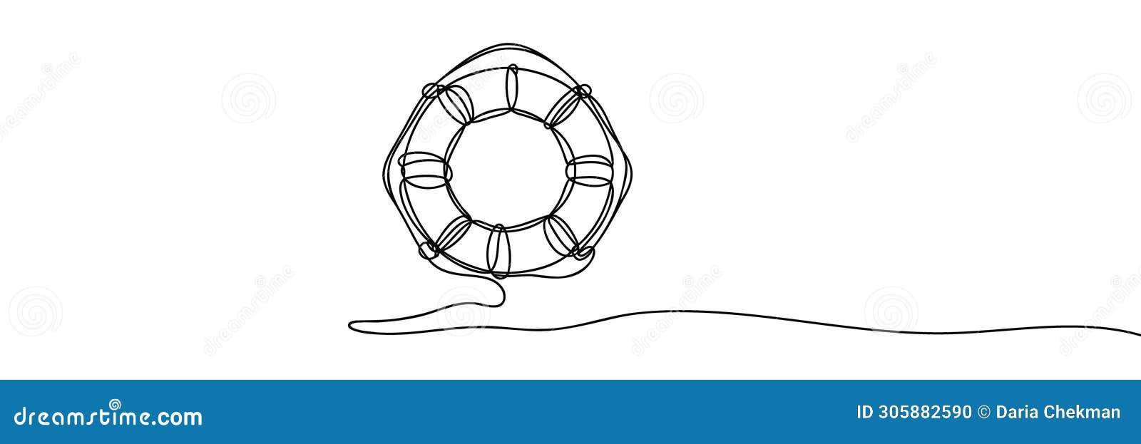 Continuous Line Drawing of a Lifebuoy. Lifebuoy Background in One Line ...