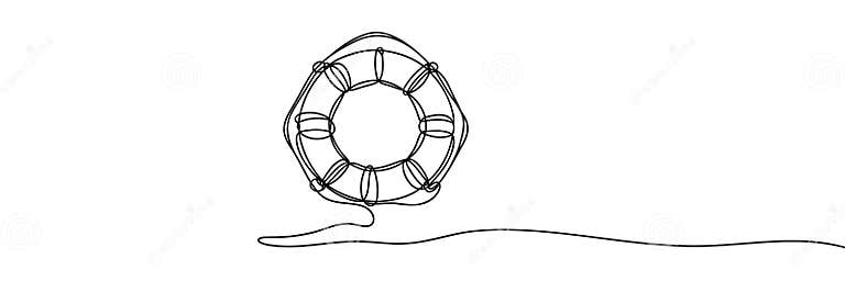 Continuous Line Drawing of a Lifebuoy. Lifebuoy Background in One Line ...