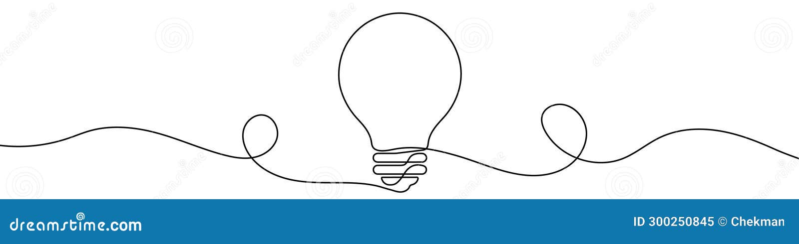 Continuous Line Drawing of Light Bulb. Single Line Electric Lamp Icon ...