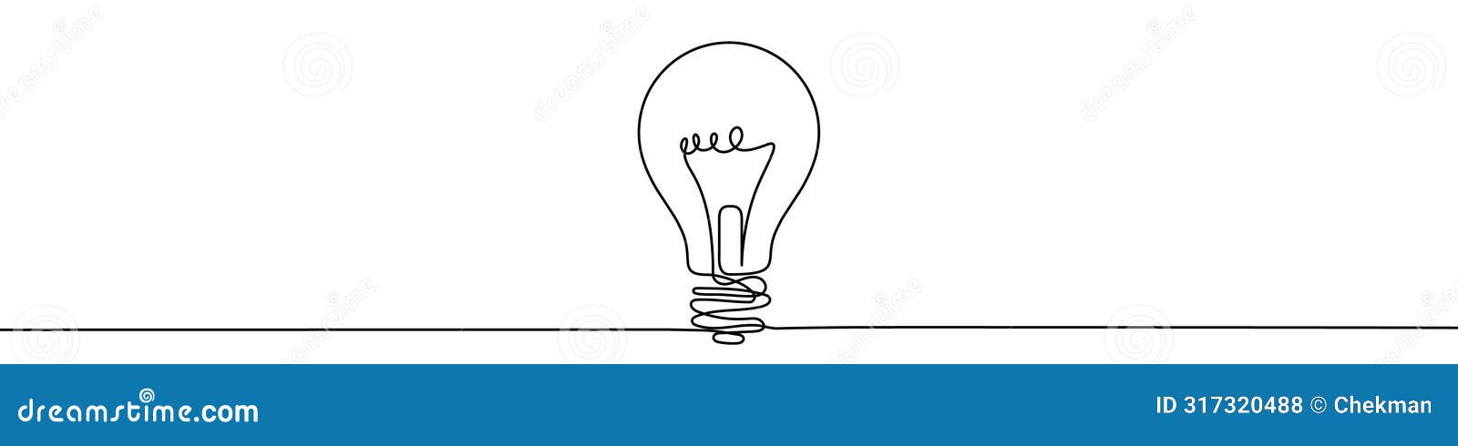 Continuous Line Drawing of Light Bulb. Single Line Electric Lamp Icon ...