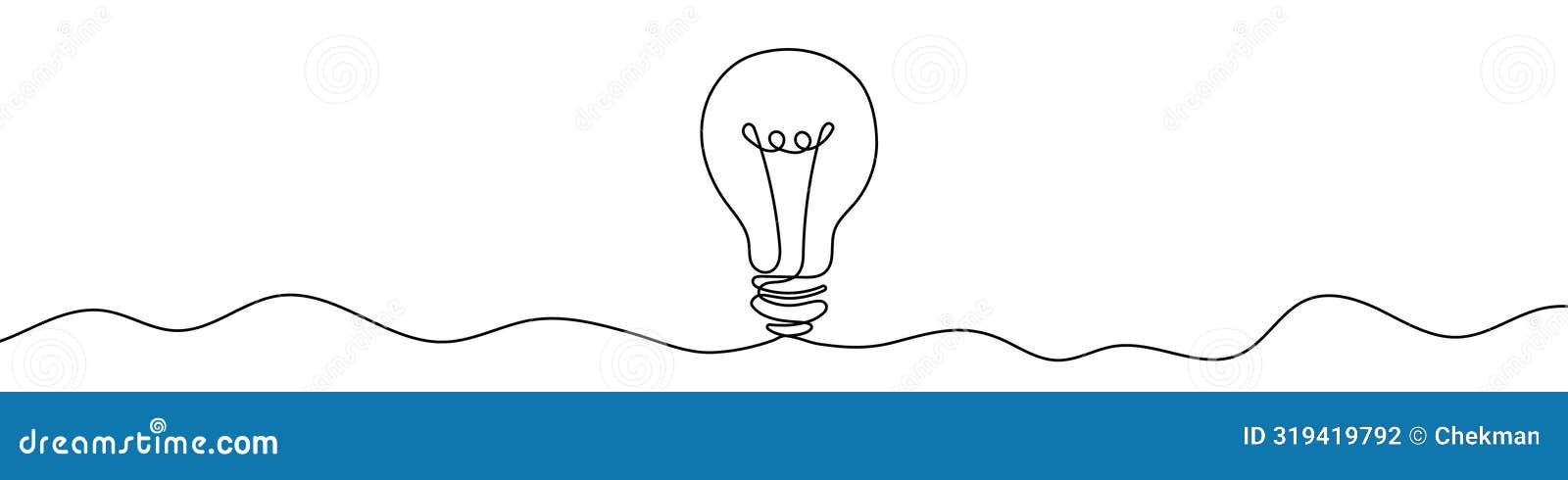 Continuous Line Drawing of Light Bulb. Single Line Electric Lamp Icon ...