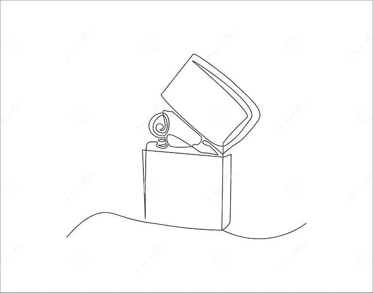 Continuous Line Drawing of Lighter. One Line of Lighter. Lighter ...