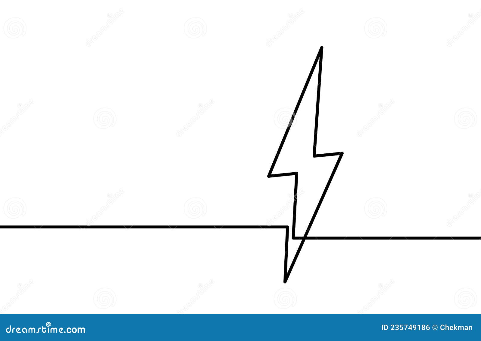 Continuous Line Drawing of Lightning. Lightning Line Icon. One Line ...