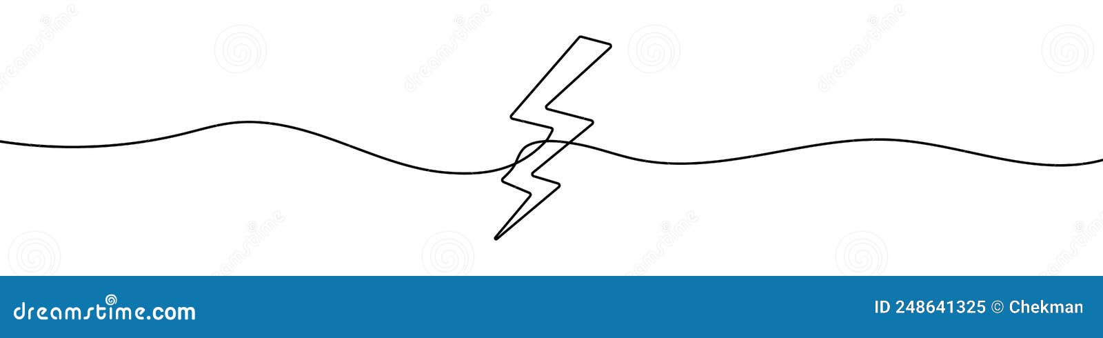 Continuous Line Drawing of Lightning. Lightning Line Icon. One Line ...