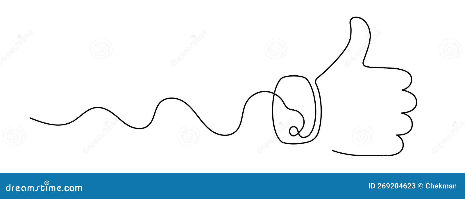 Continuous Line Drawing of Like Icon. Thumb Up in One Line Drawing ...