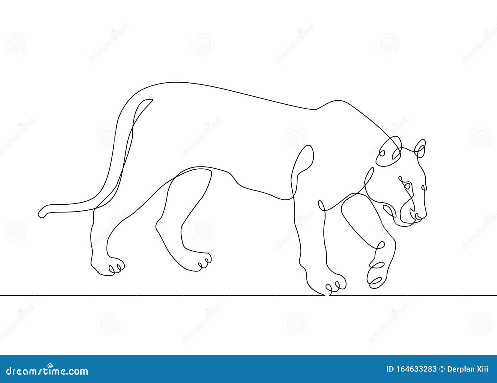 Drawing Of A Lioness. Head Of A Lioness Full Face. Simple Linear ...