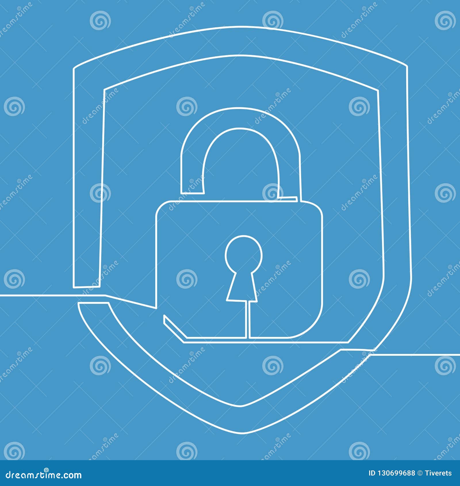 Continuous Line Drawing Lock Protection Concept Stock Vector ...