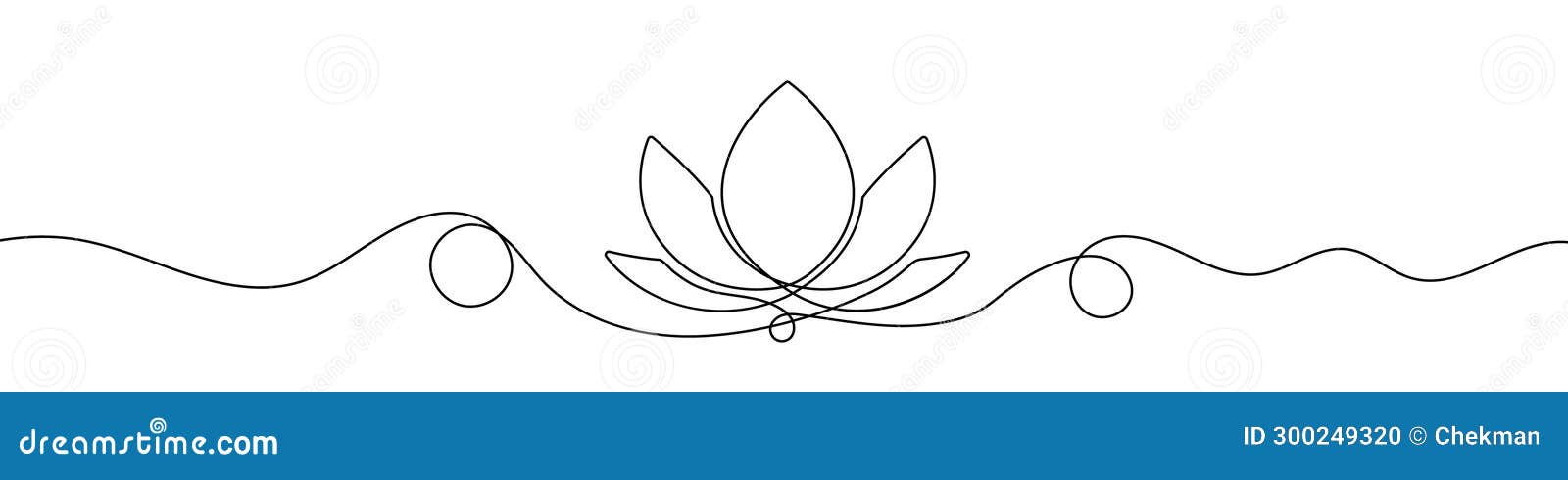 Continuous Line Drawing of Lotus Flower. One Line Drawing Background ...