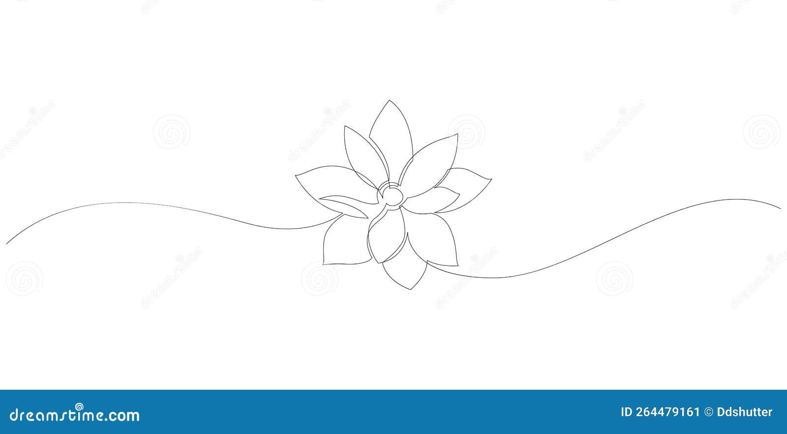 Continuous Line Drawing of Lotus Flower. Vector Illustration. Stock ...