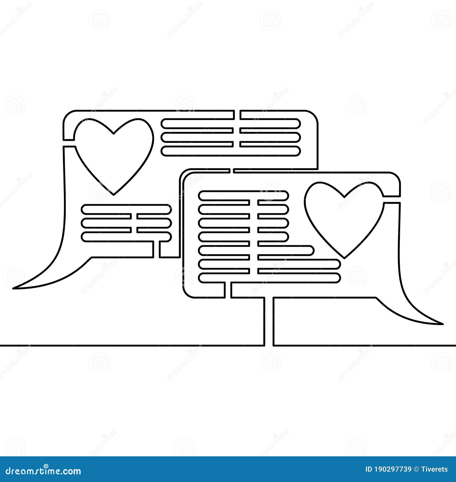 Continuous Line Drawing Love Chat Comment Concept Stock Vector ...