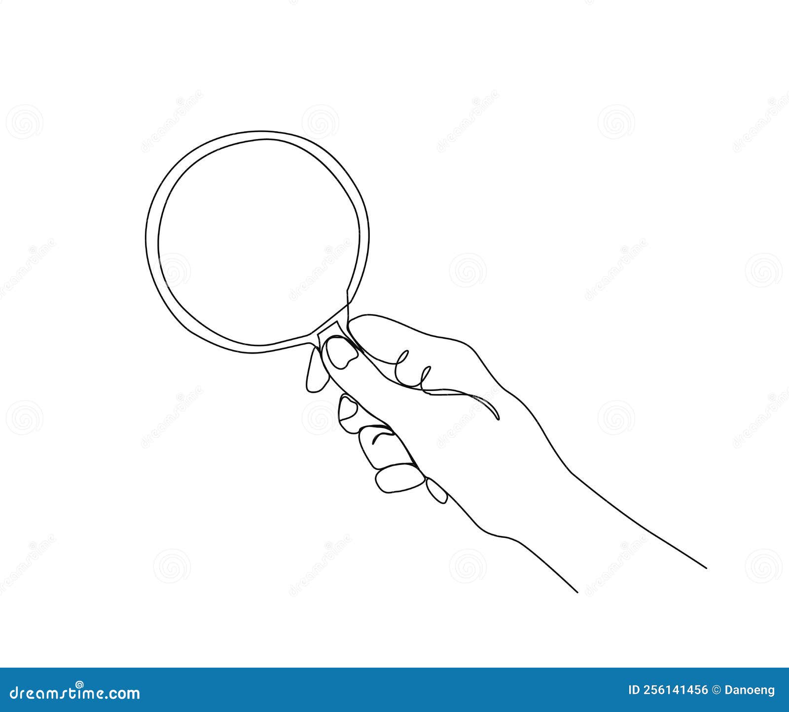 Continuous Line Drawing of Magnifying Glass. Hand Holding Magnifying ...