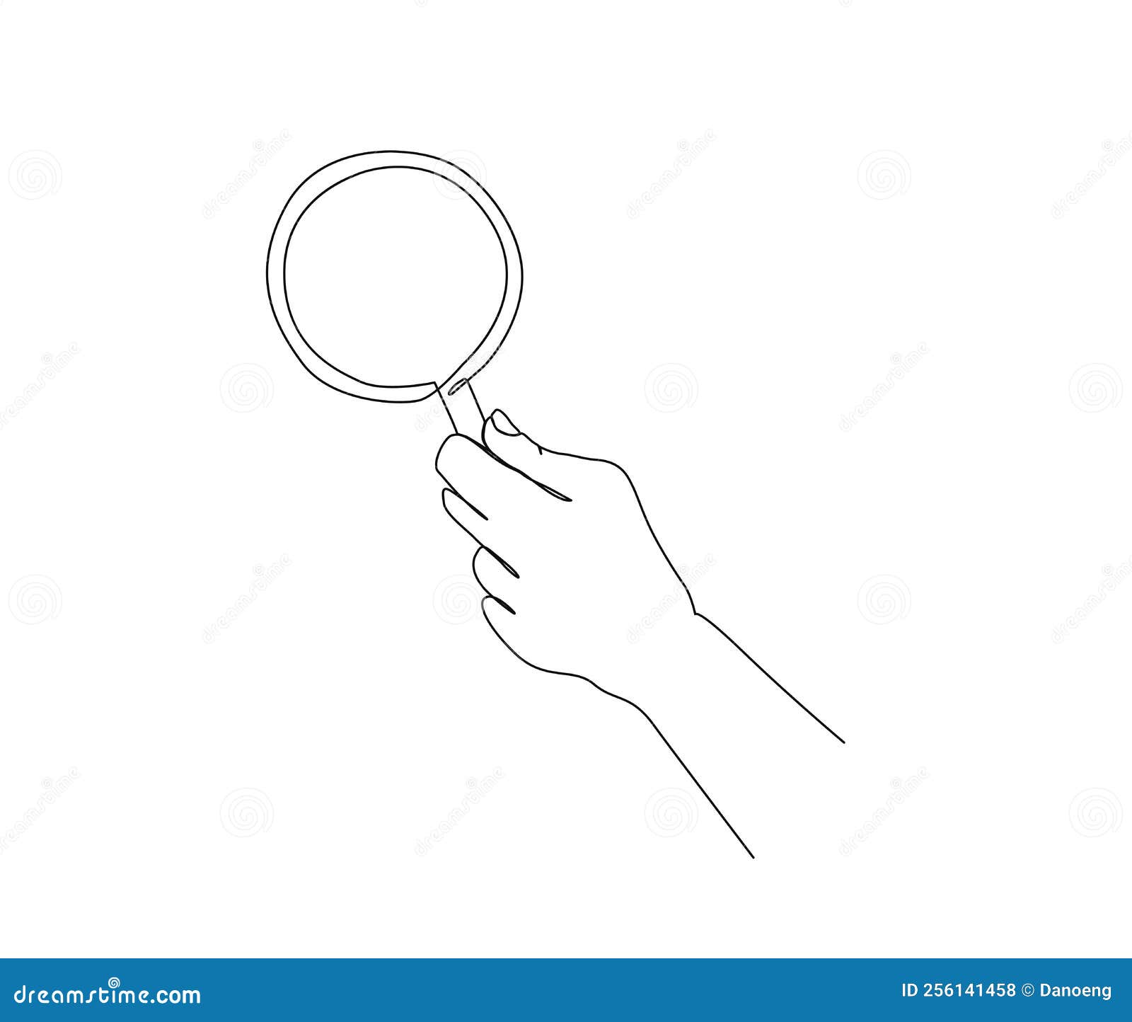 Continuous Line Drawing of Magnifying Glass. Hand Holding Magnifying ...
