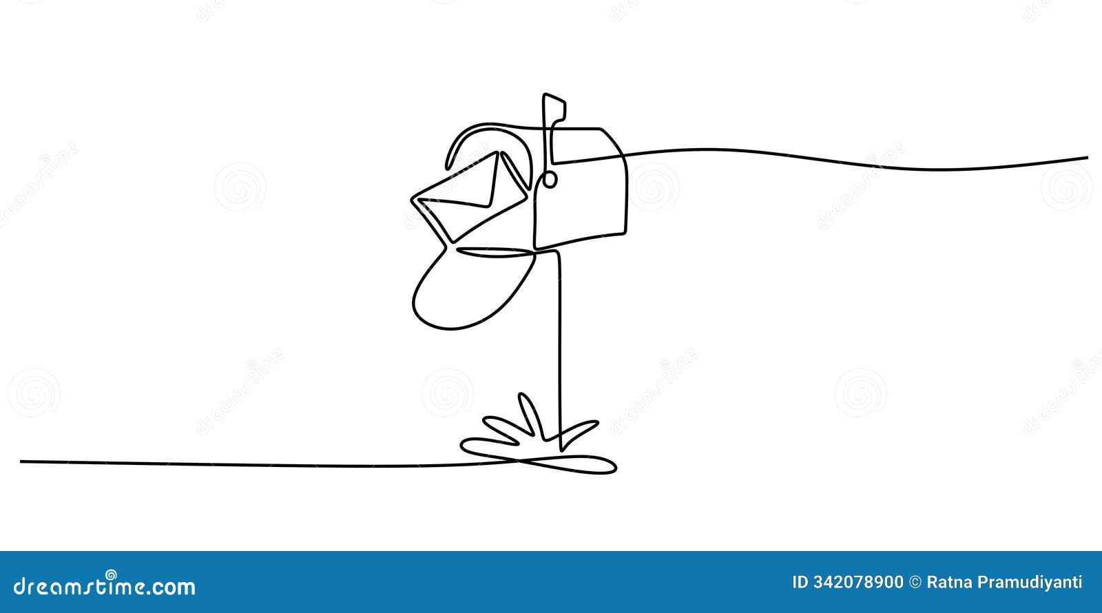 Continuous Line Drawing of Mailbox with Envelopes Minimalist Mailing ...