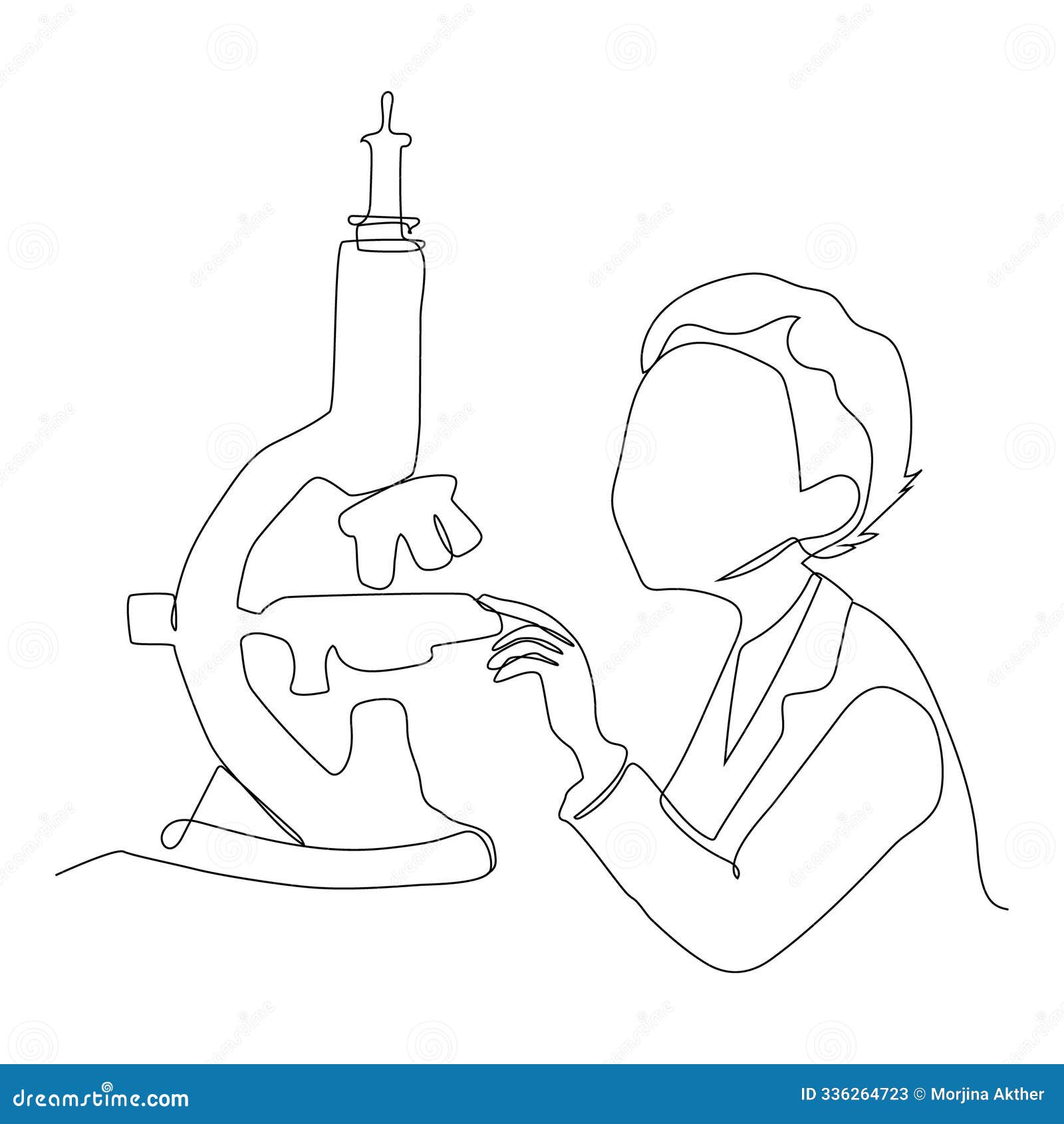 Continuous Line Drawing of Male Scientist Analyze Using Microscope in ...