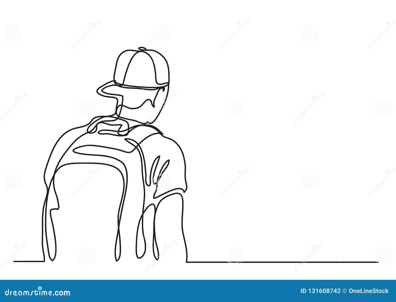 Continuous Line Drawing of Man with Backpack Stock Vector ...