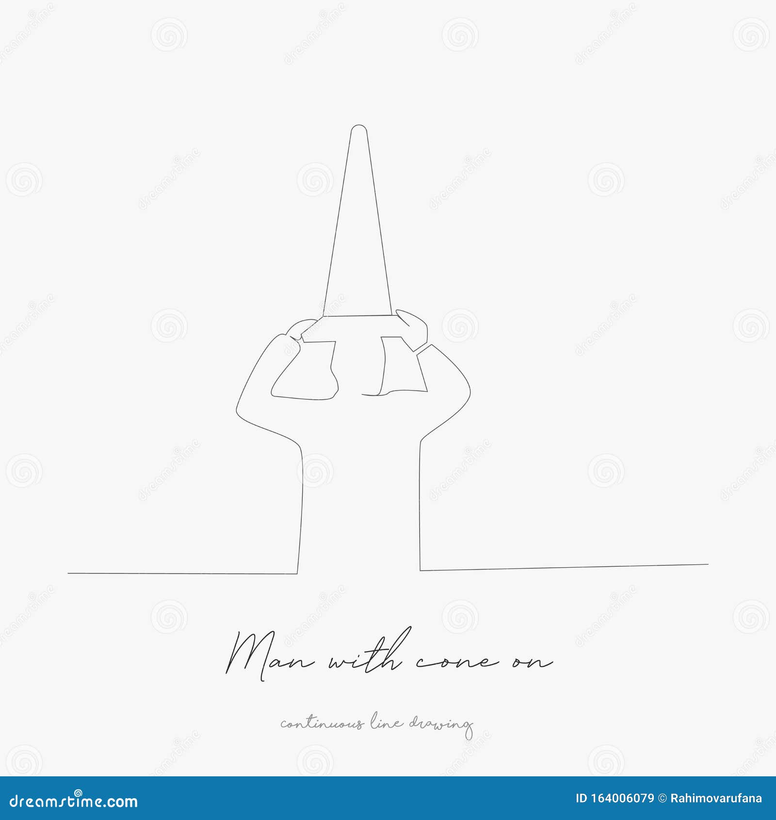 Continuous Line Drawing. Man with Cone on His Head. Simple Vector ...