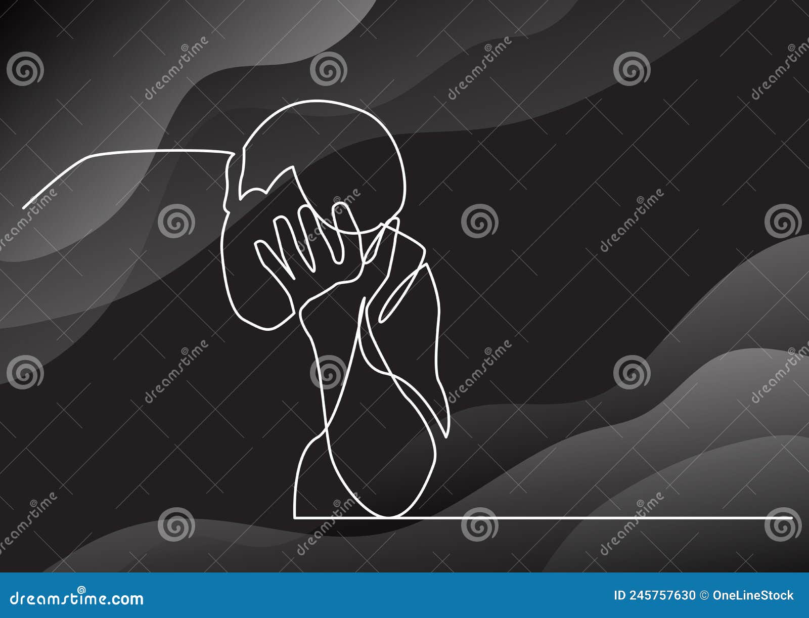 Continuous Line Drawing of Man in Despair Stock Vector - Illustration ...