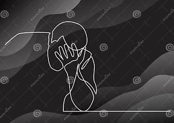 Continuous Line Drawing of Man in Despair Stock Vector - Illustration ...