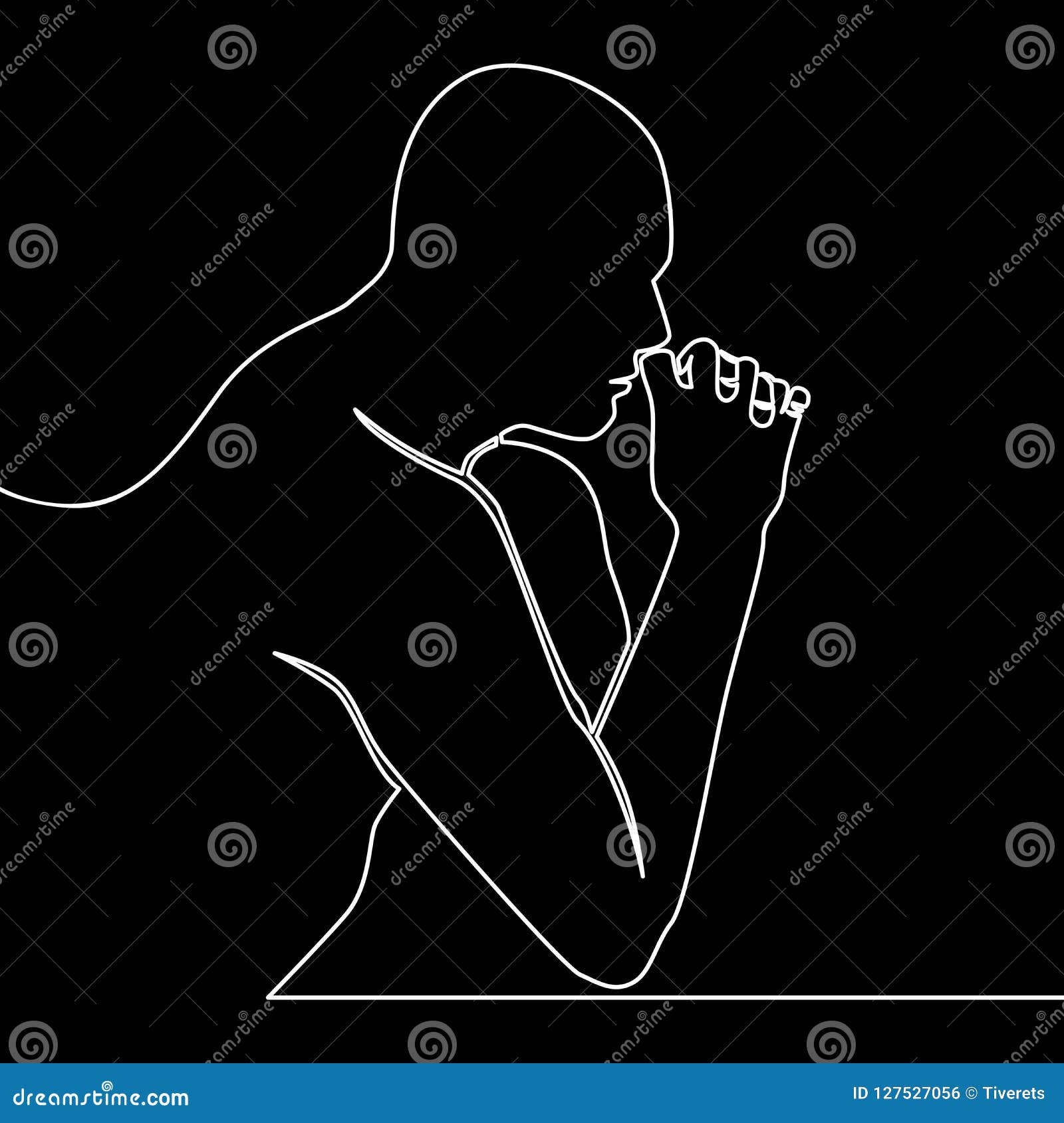 Continuous Line Drawing of Man in Despair Vector Stock Vector ...