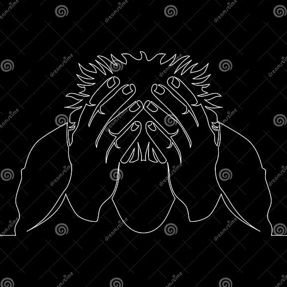 Continuous Line Drawing of Man in Despair Vector Illustration Stock ...