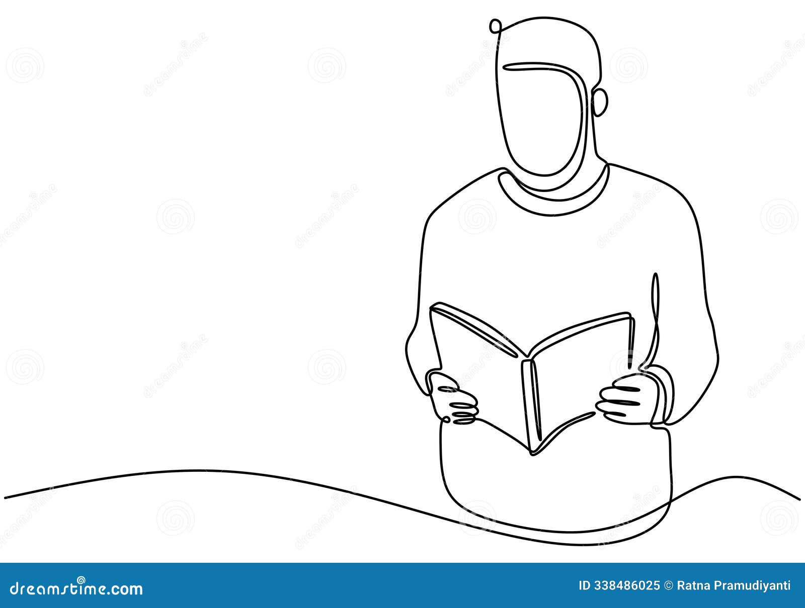 Continuous Line Drawing of a Man Engrossed in a Book. Illustrating the ...