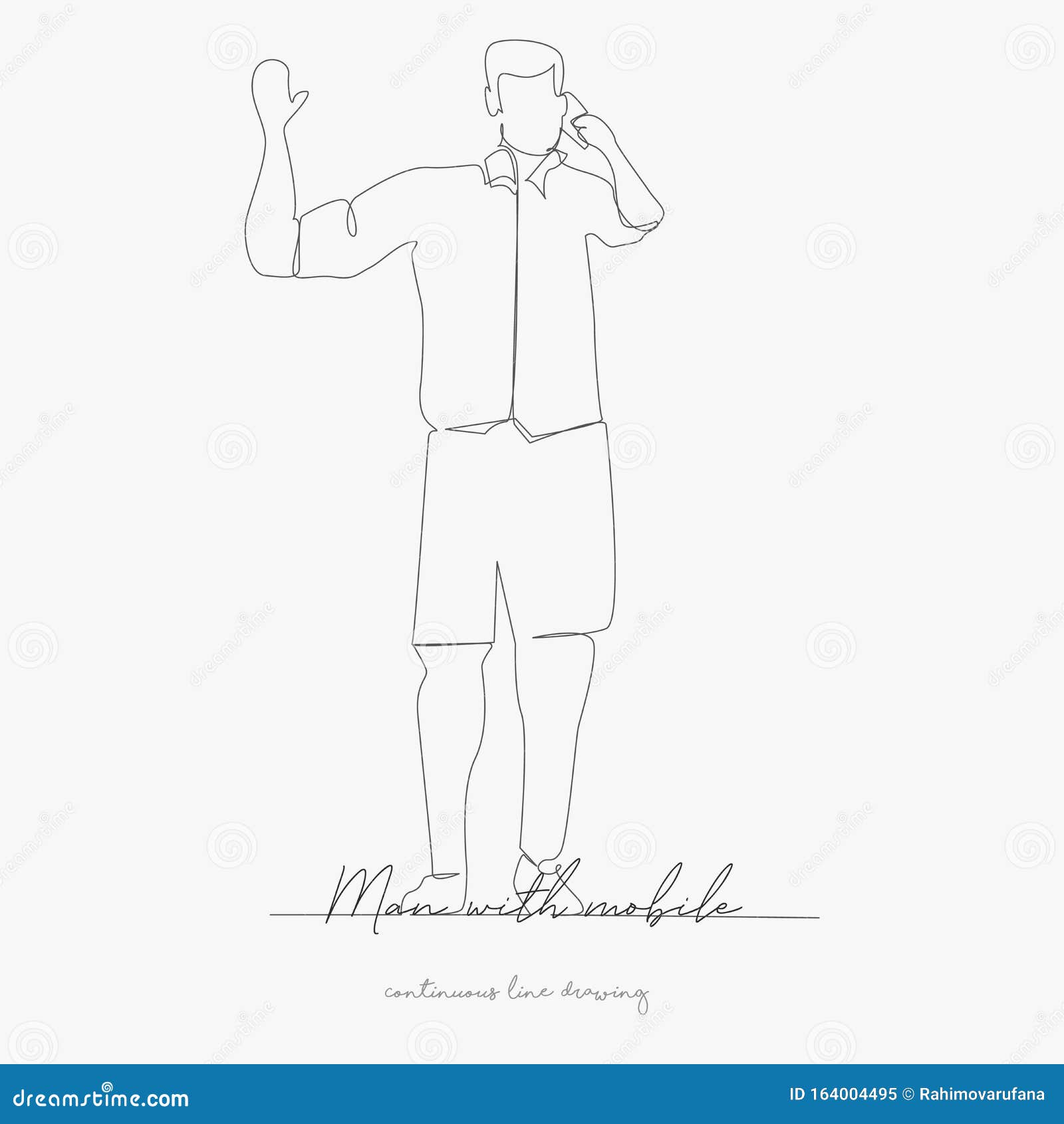 Continuous Line Drawing. Man with Mobile Phone. Simple Vector ...