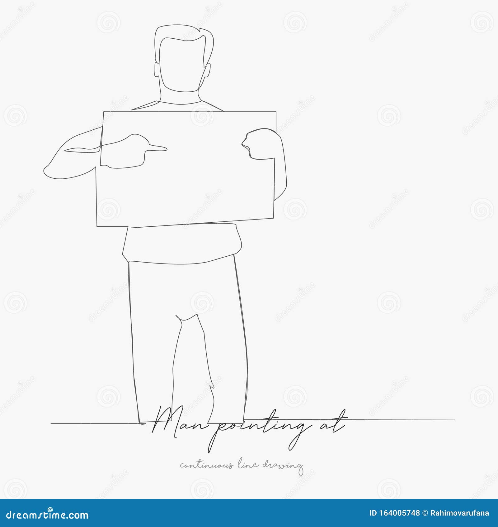 Continuous Line Drawing. Man Pointing at Banner. Simple Vector ...