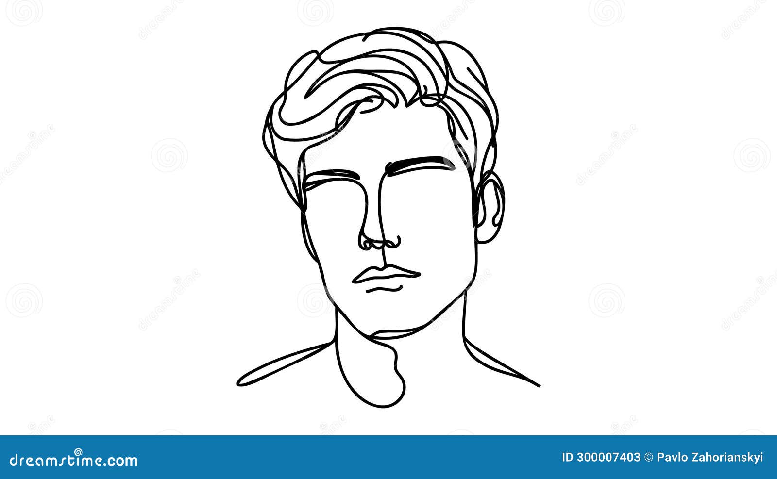 Continuous Line Drawing of Man Profile. Abstract Man Face Minimalistic ...