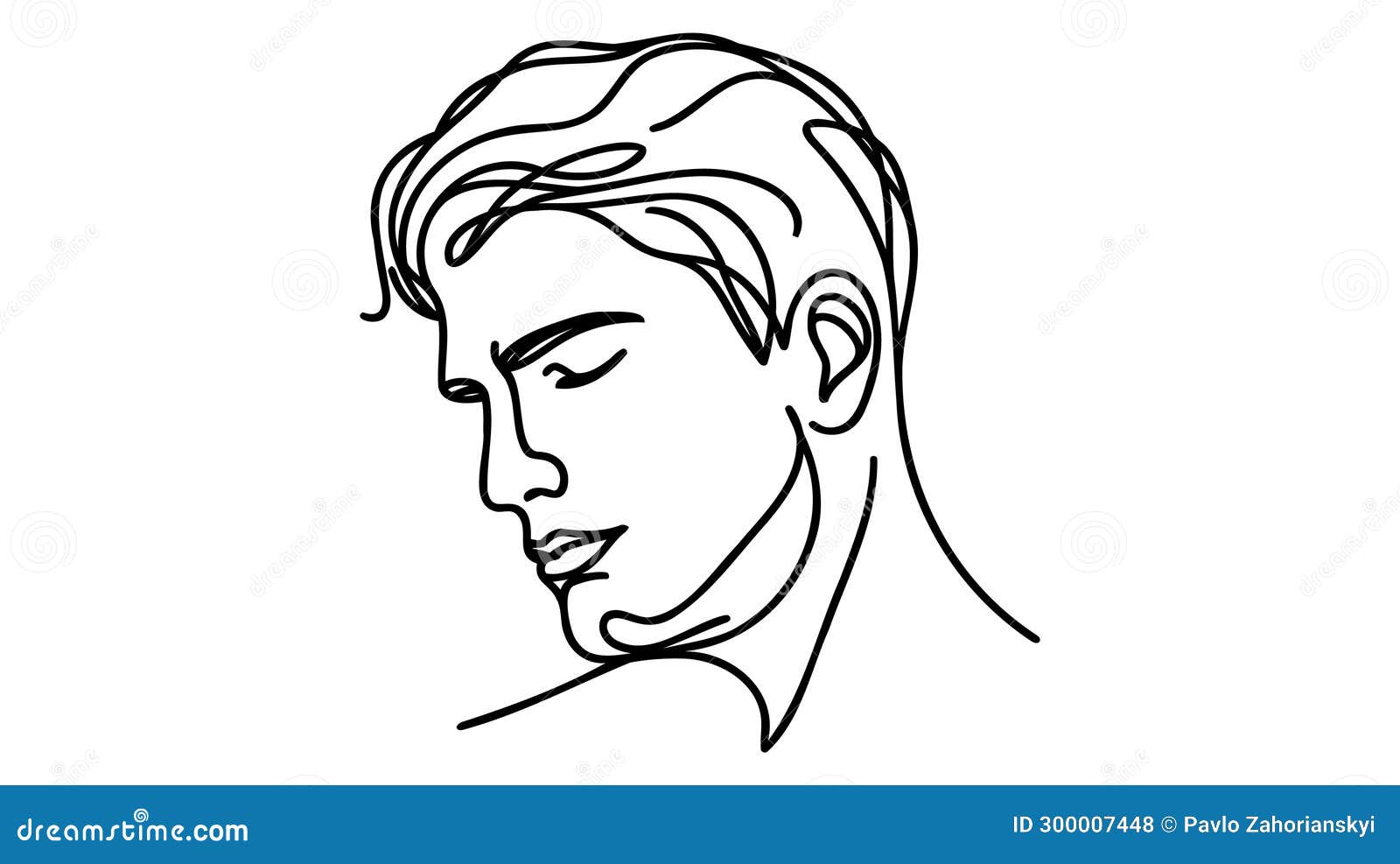 Continuous Line Drawing of Man Profile. Abstract Man Face Minimalistic ...