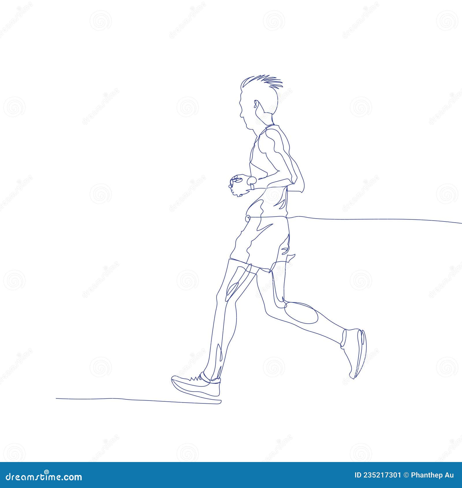 Continuous Line Drawing a Man Running Stock Vector - Illustration of ...