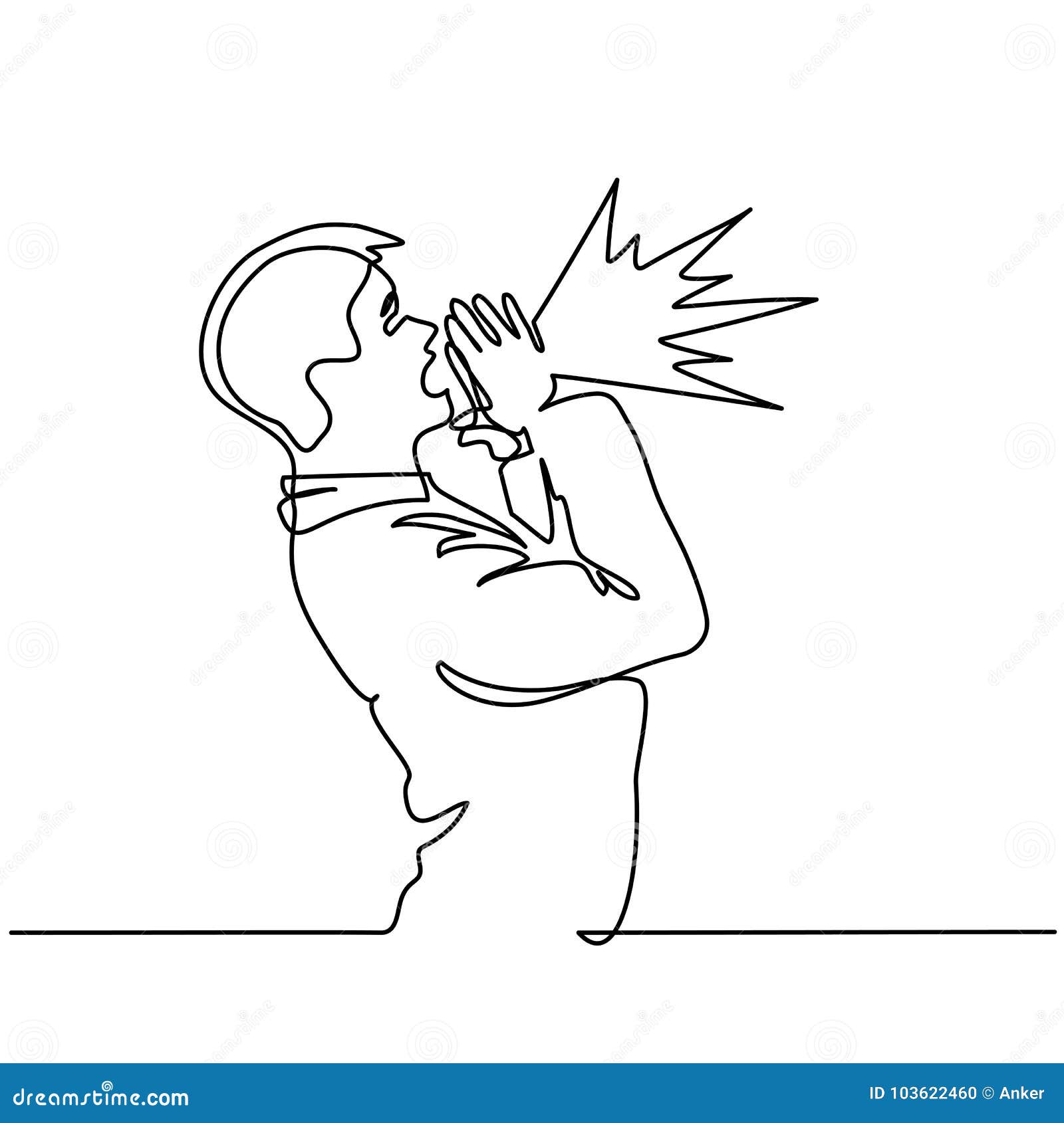 Man screaming at the sky stock vector. Illustration of positive - 103622460