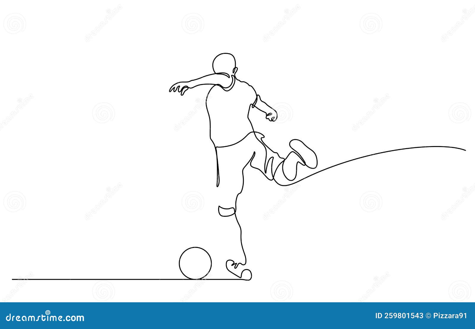 Continuous Line Drawing of Man Shooting Football Illustration Stock ...