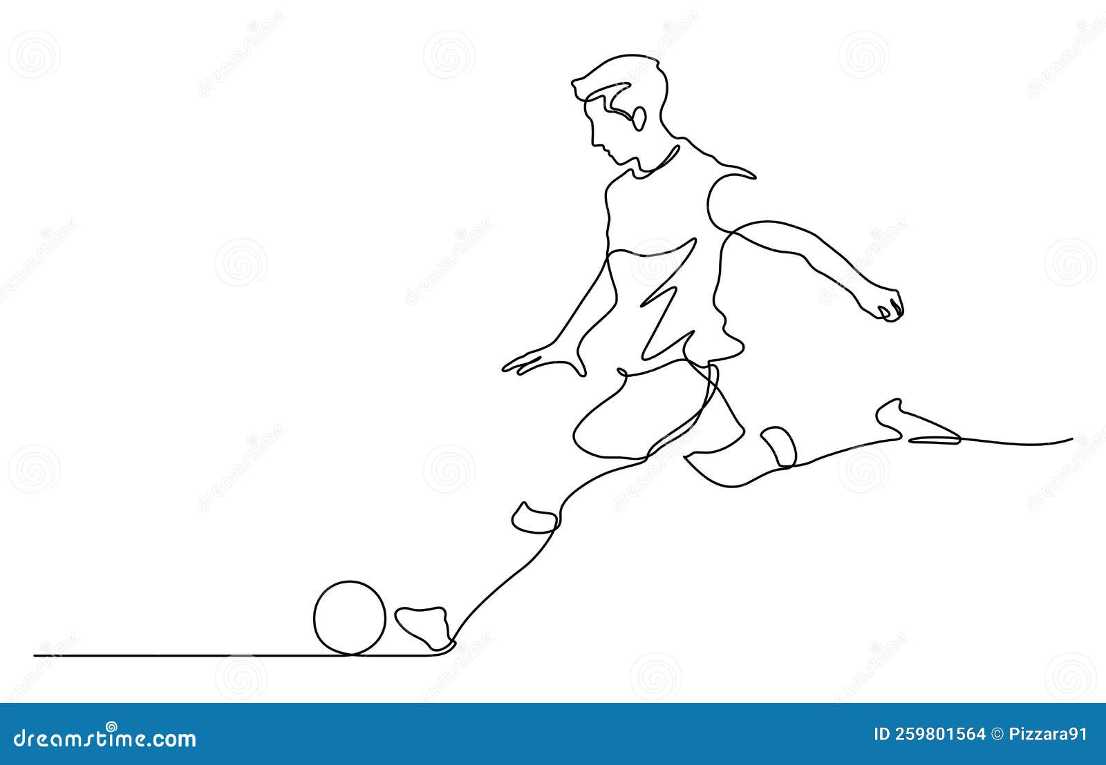 Continuous Line Drawing of Man Shooting Football Vector Illustration ...