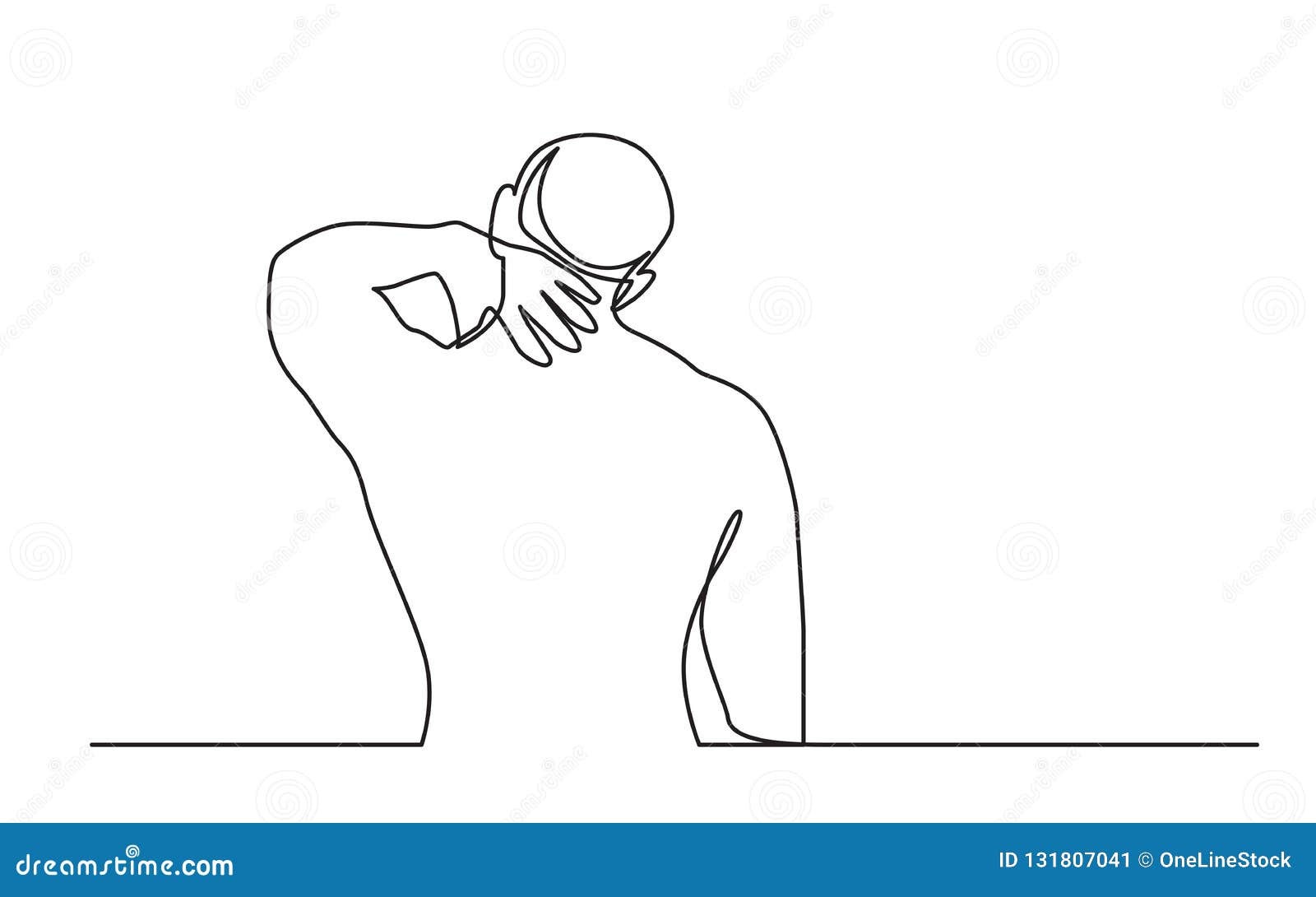 Continuous Line Drawing of Man Suffering from Neck Pain Stock Vector ...