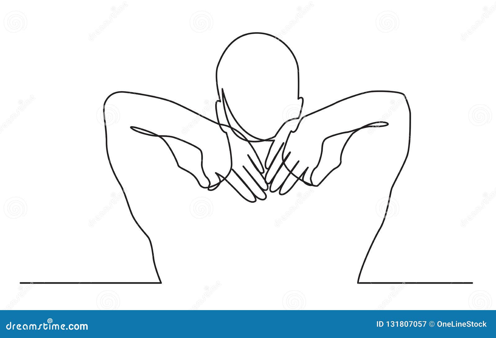 Continuous Line Drawing of Man Suffering from Neck Pain Stock Vector ...
