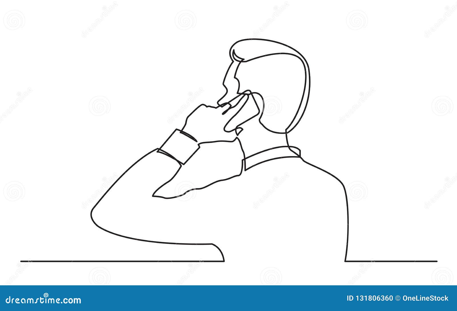 Continuous Line Drawing Of Man Talking On Mobile Pnone Stock Vector